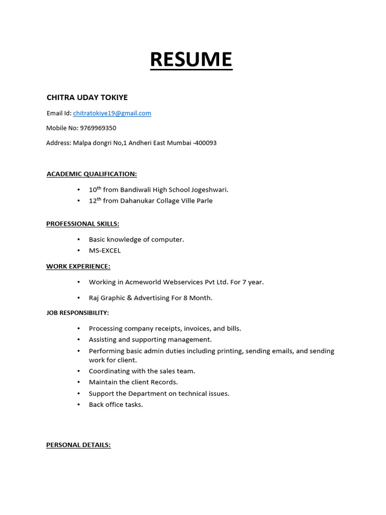 Chitra Resume | PDF