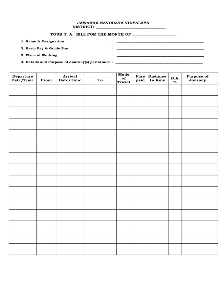 Ta Bill Form | PDF