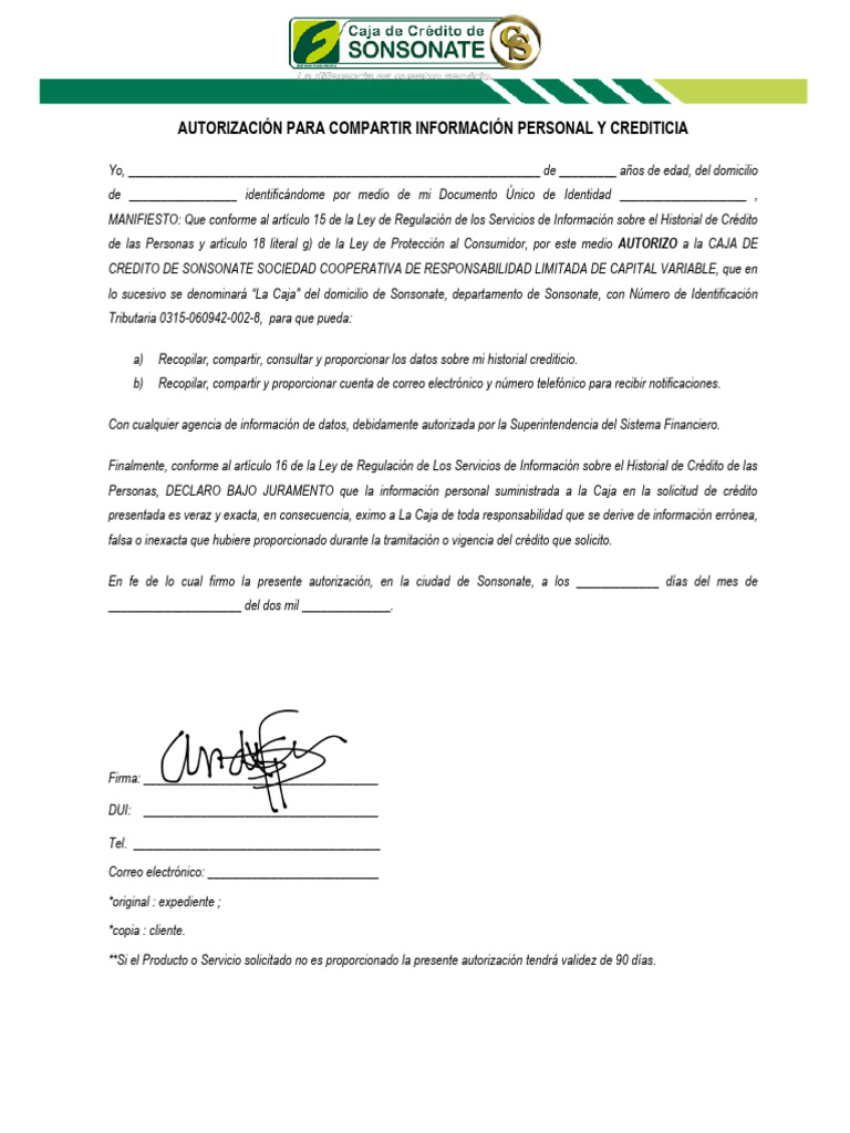 Formulario T Credito Cooperativa0 | PDF