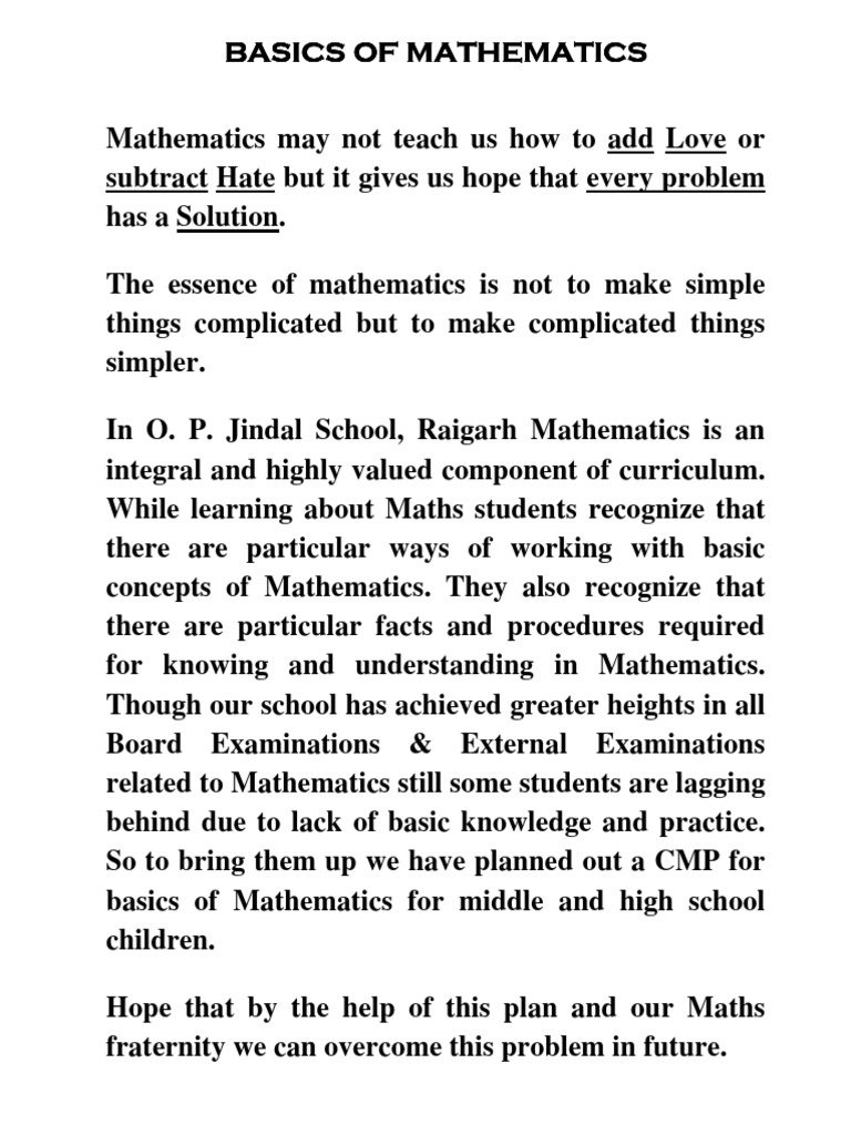 Basics of Maths | PDF | Numbers | Area