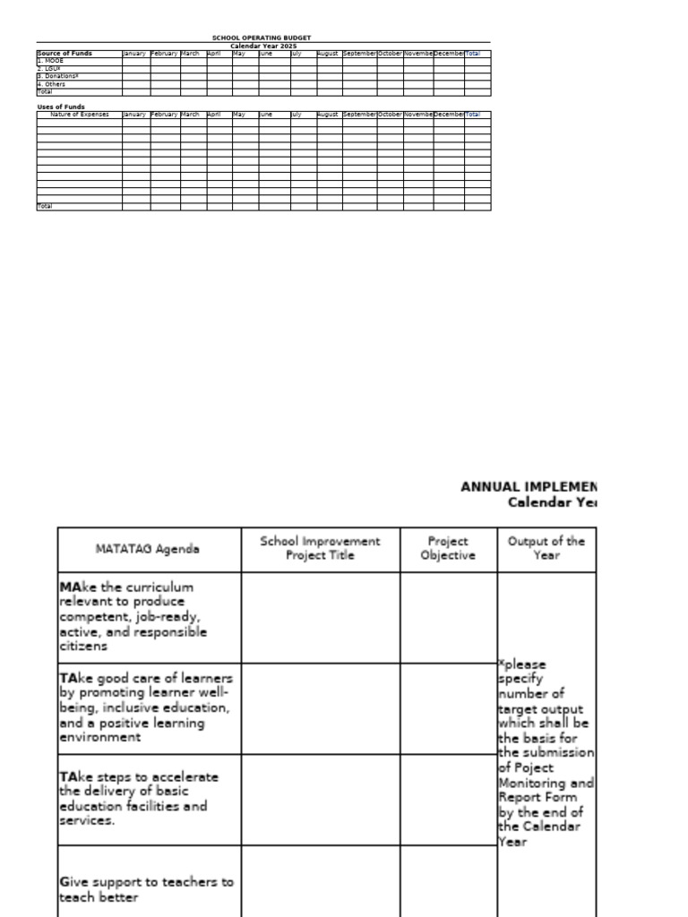 AIP SOB Sample Template CY 2025 | PDF
