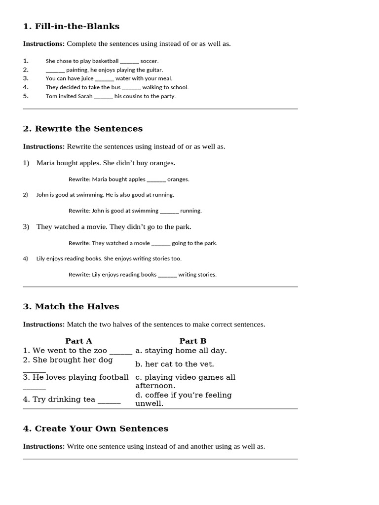 Fill-in-the-Blanks: Instructions | PDF