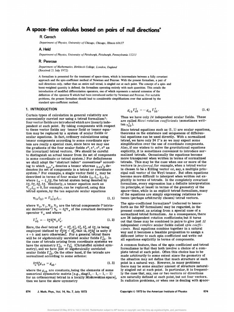 Space-Time Calculus with Null Directions | PDF | Mathematical Physics ...