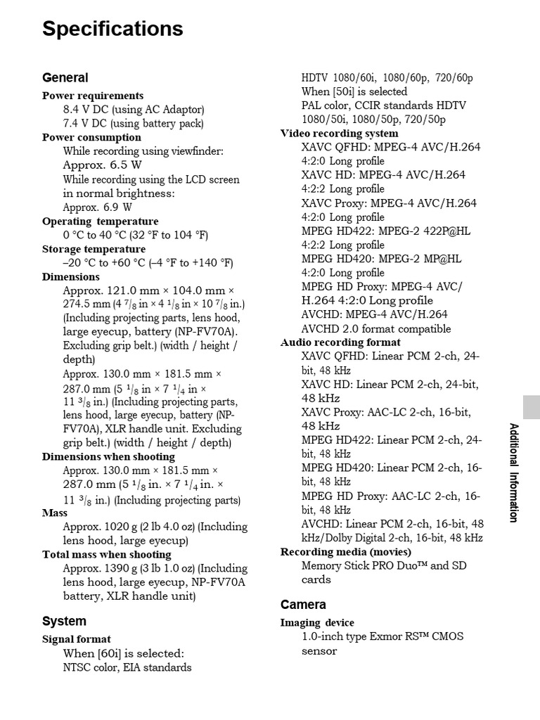 Specifications | PDF | Alternating Current | High Definition Television