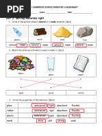 Grade 1 Properties of Materials Worksheet | PDF