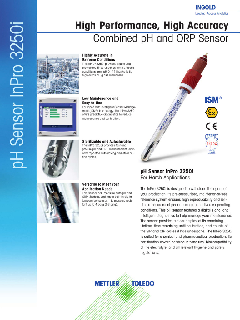 InPro 3250i pH/ORP Sensor Overview | PDF | Sensor | Materials