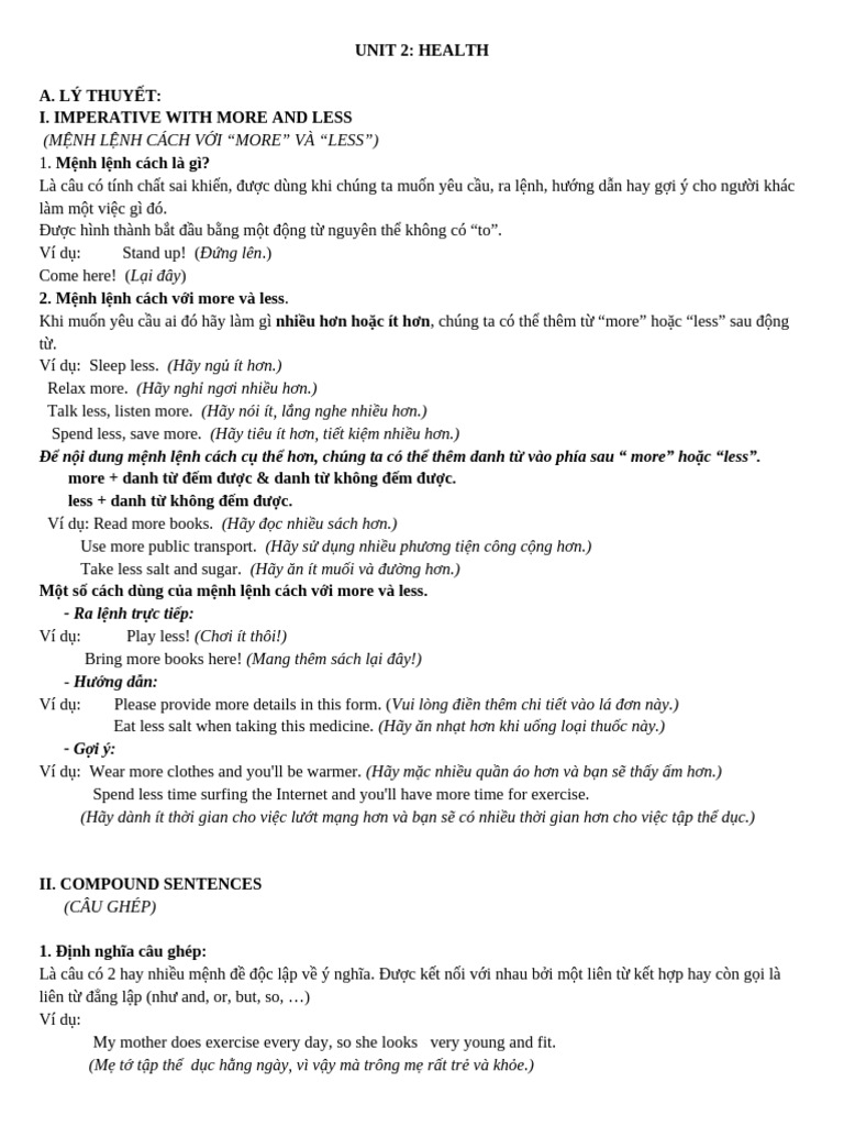 Unit 2. Health | PDF