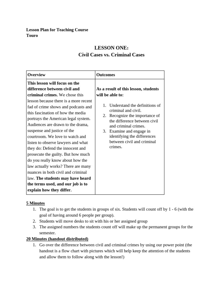 The Criminal Justice System Lesson | PDF | Crimes | Crime & Violence