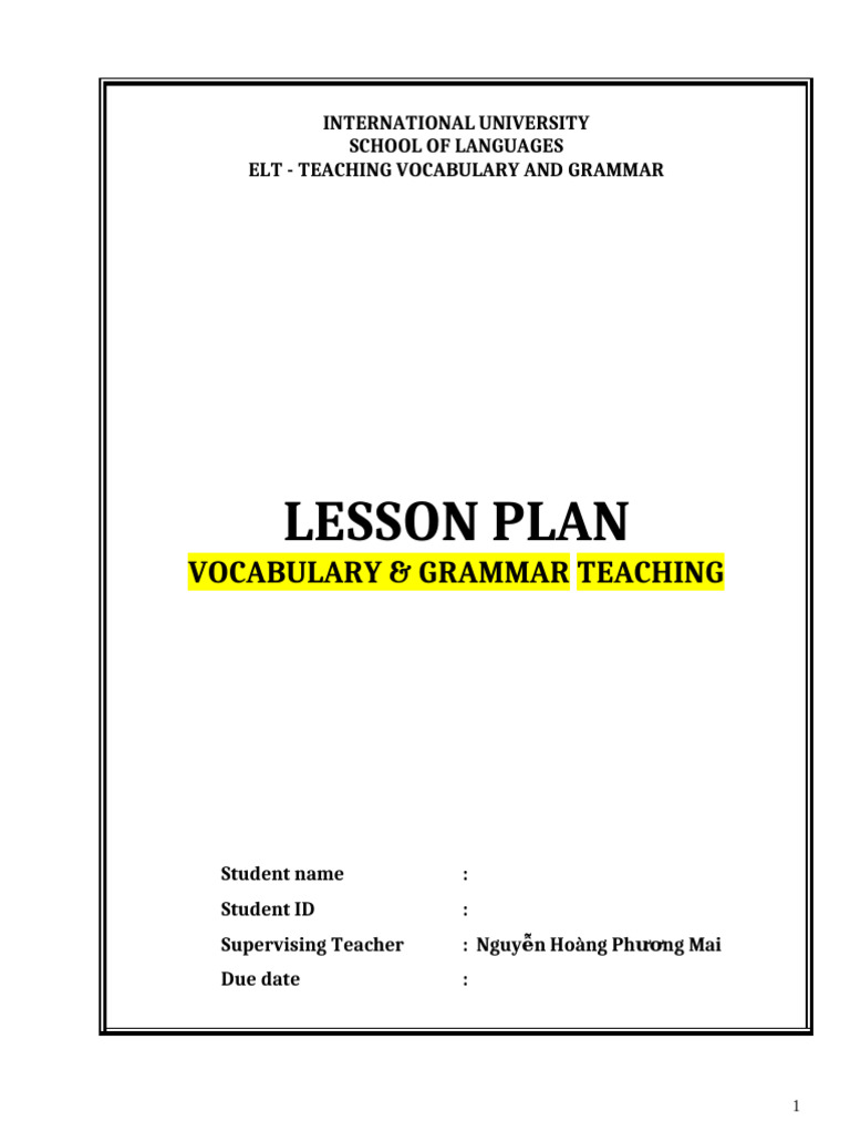 TVG - Lesson Plan Template 2024 | PDF