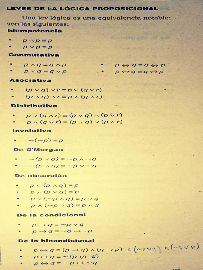 Leyes Del Álgebra Proposicional | PDF