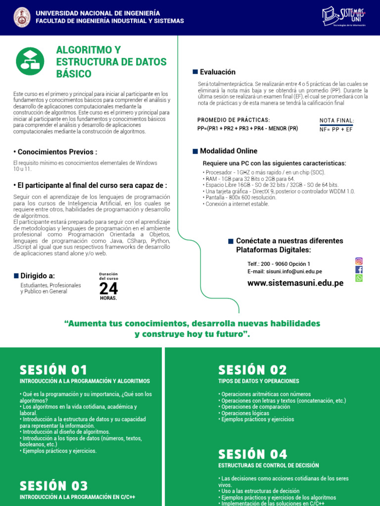 Algoritmo Y Estructura De Datos Basico Sistemasuni Uni Pdf Programación De Computadoras