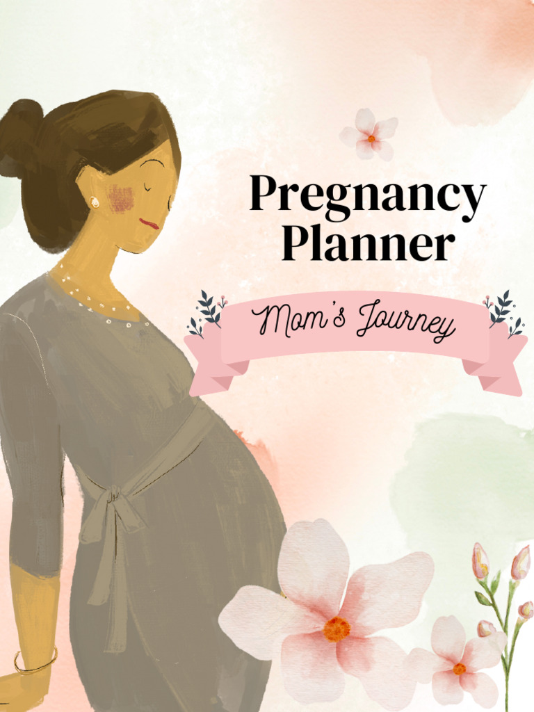 Pink Green Watercolor Pregnancy Planner Cover | PDF