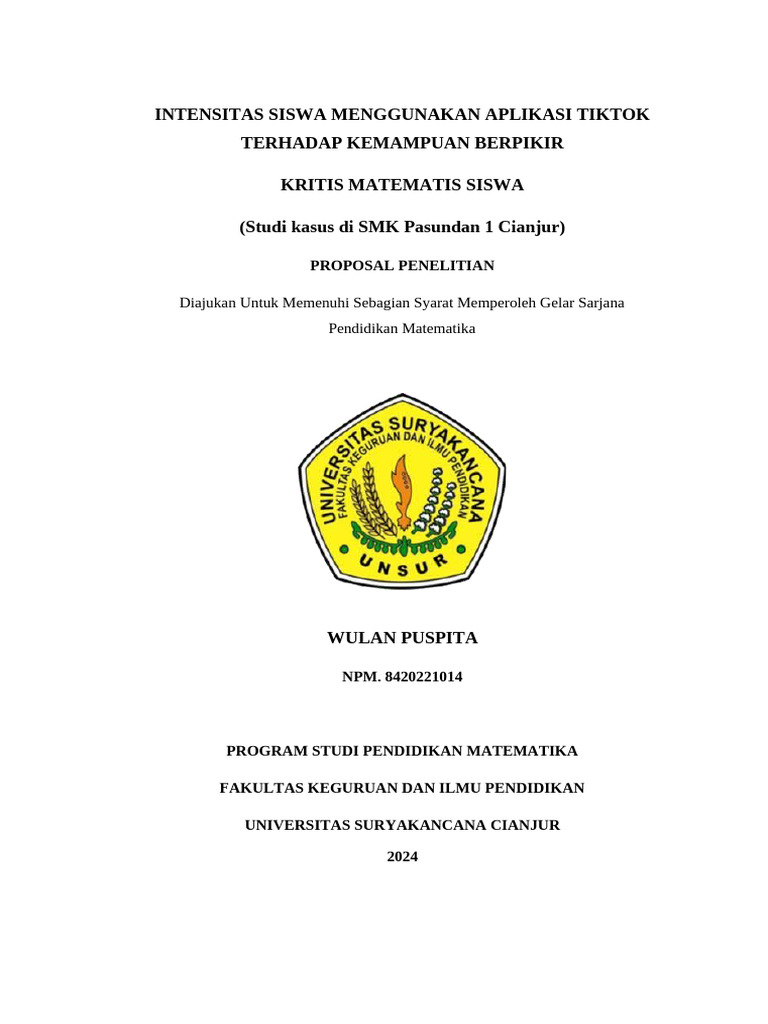 Proposal Kuantitatif WULAN P 3 | PDF