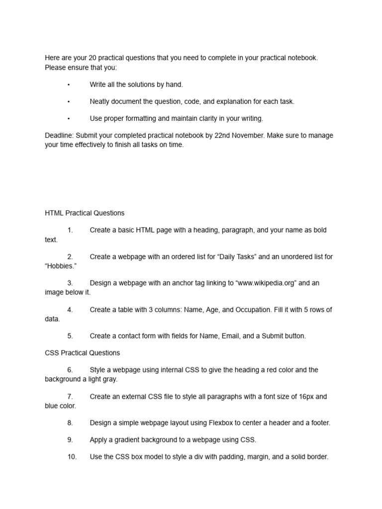 Btech 4thyear Practical Question | PDF | Html Element | Web Page