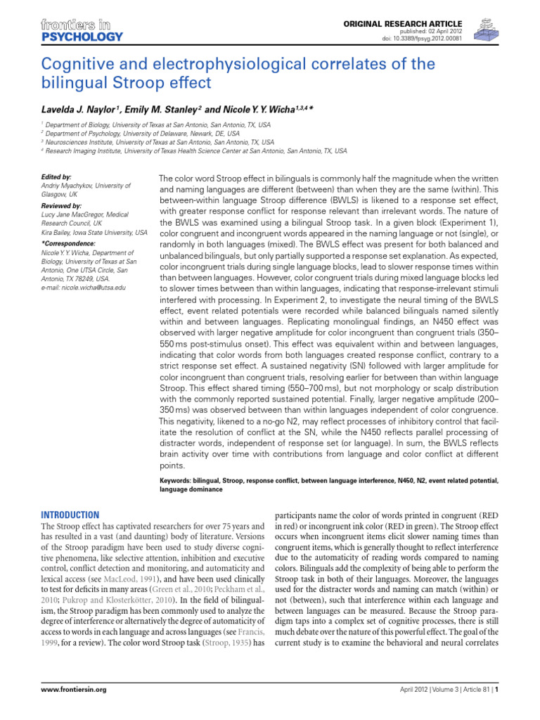 Fpsyg 03 00081 | PDF | Event Related Potential | Attention