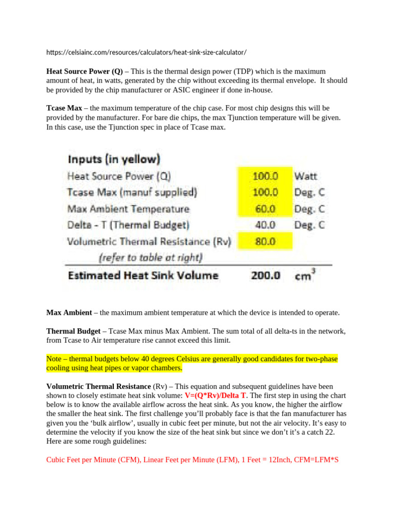 Heat Sink Calculator | PDF | Continuum Mechanics | Applied And ...