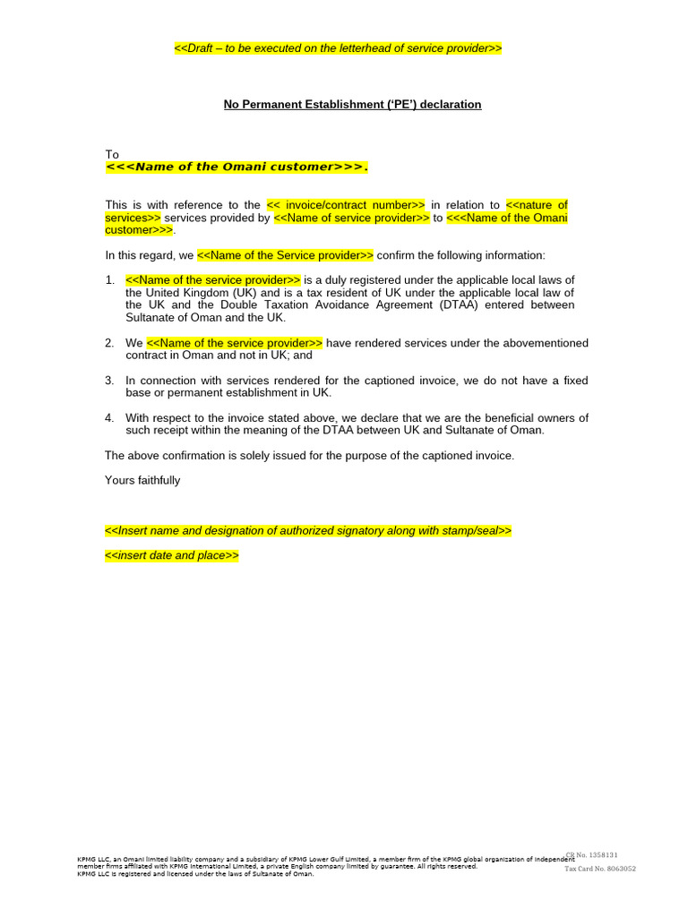 No PE Declaration | PDF