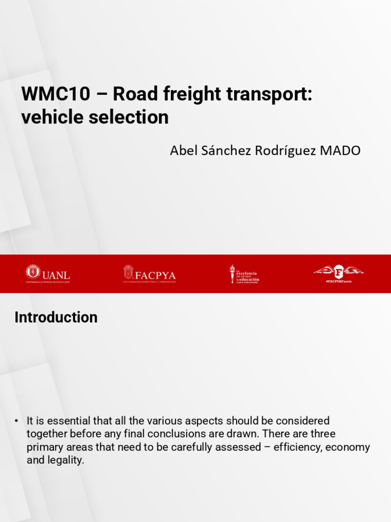 DFIMC10 - Road Freight Transport Vehicle Selection | PDF | Truck ...