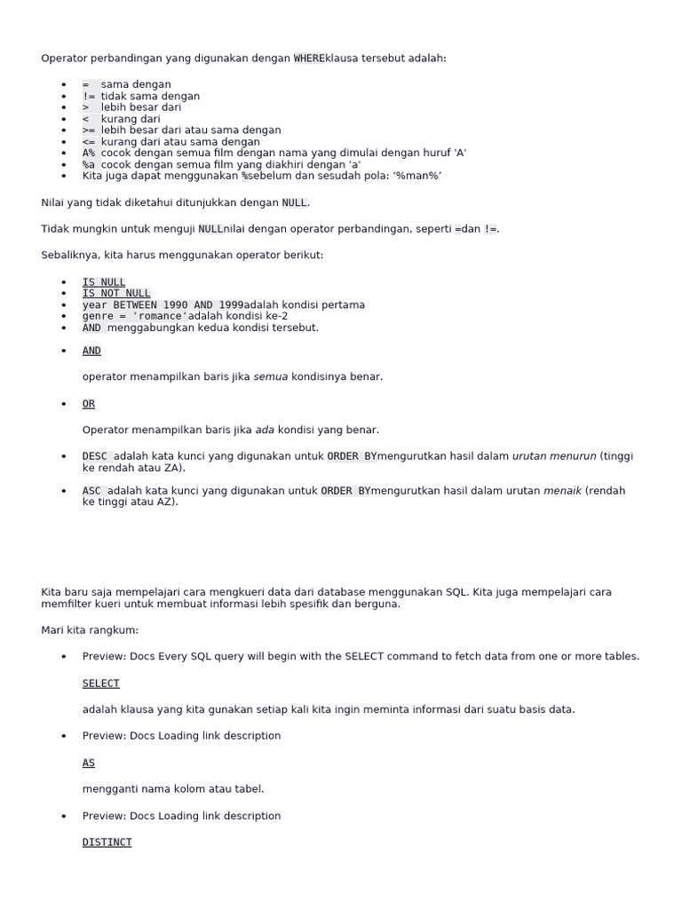 Operator Perbandingan Yang Digunakan Dengan | PDF