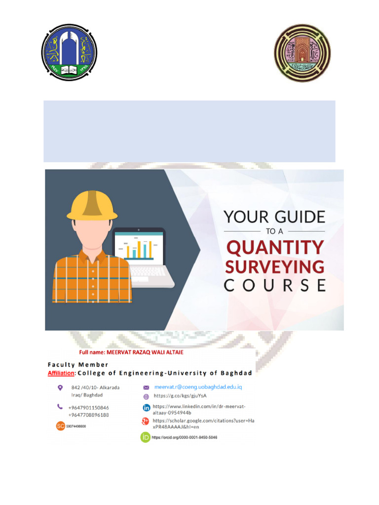 Estimation & Quantity Surveying Course | PDF | Specification (Technical Standard)
