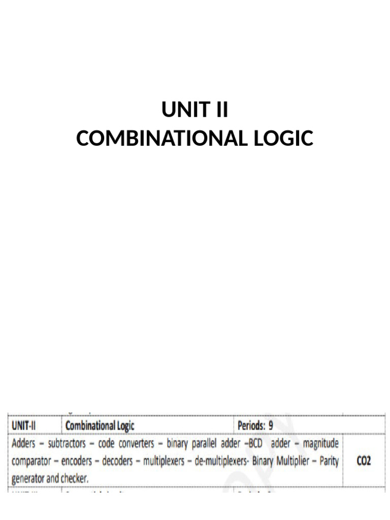 UNIT II - Combinational Circuits | PDF | Logic Gate | Boolean Algebra