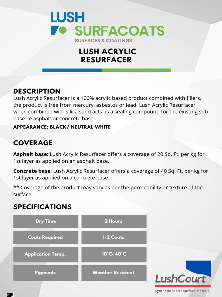 Lush Acrylic Resurfacer - TDS | PDF