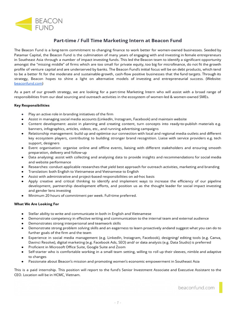 Marketing Intern JD | PDF | Entrepreneurship | Social Media