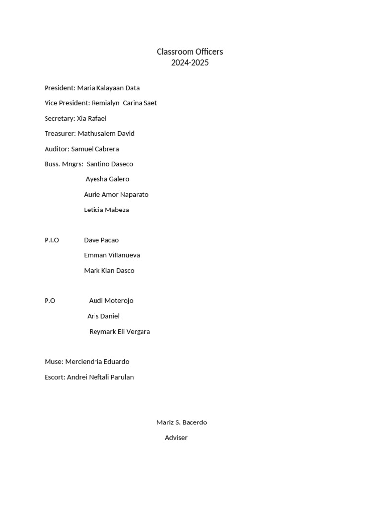 Classroom Officers | PDF