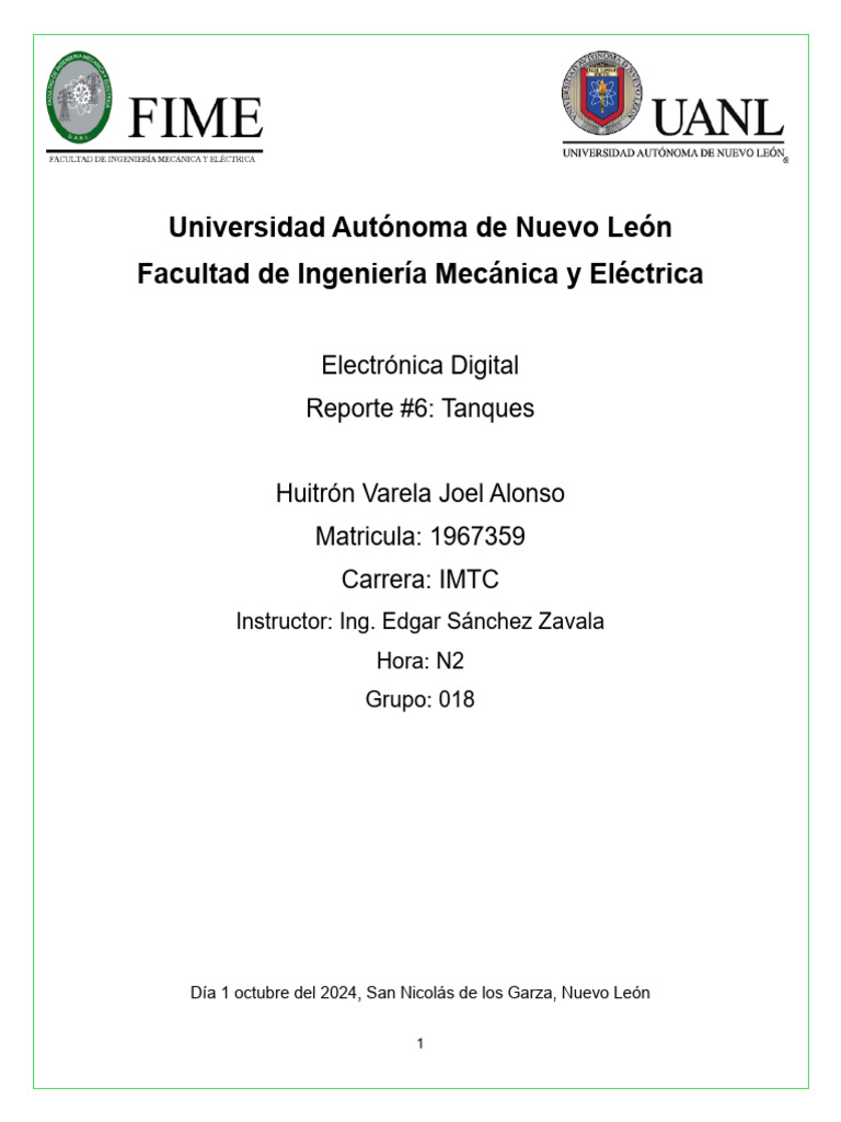 REPORTE #6-Tanques-1967359 | PDF | Puerta lógica | Ingeniería Electrónica