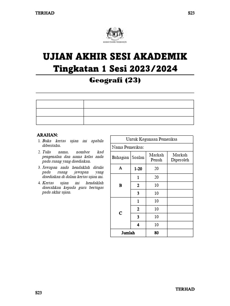 UASA GEO UASA Geografi Tingkatan 1 | PDF