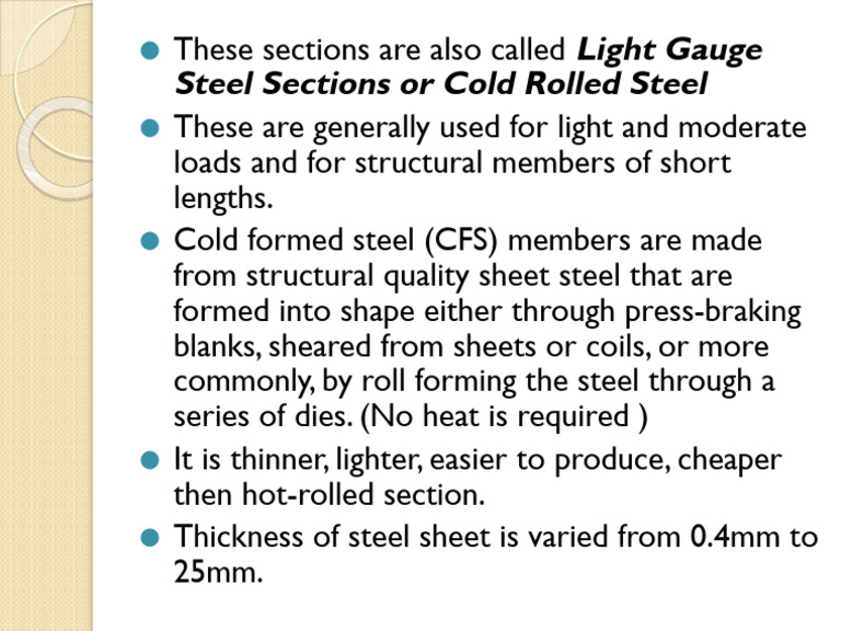 Cold Formed Steel Sections - PPTX 4 | PDF