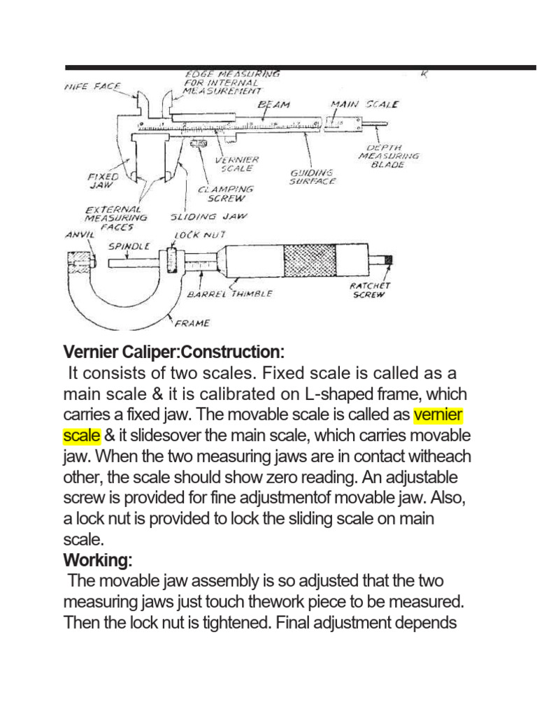 Vernier Caliper and Micrometer Guide | PDF
