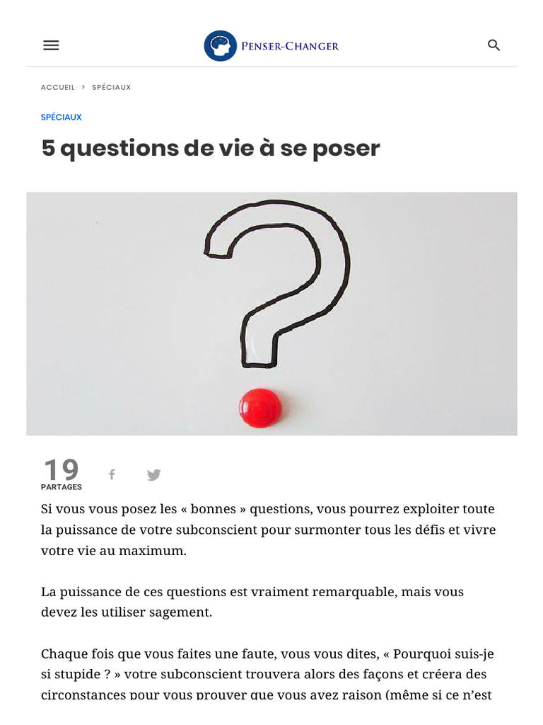 5 questions essentielles pour s'épanouir | PDF