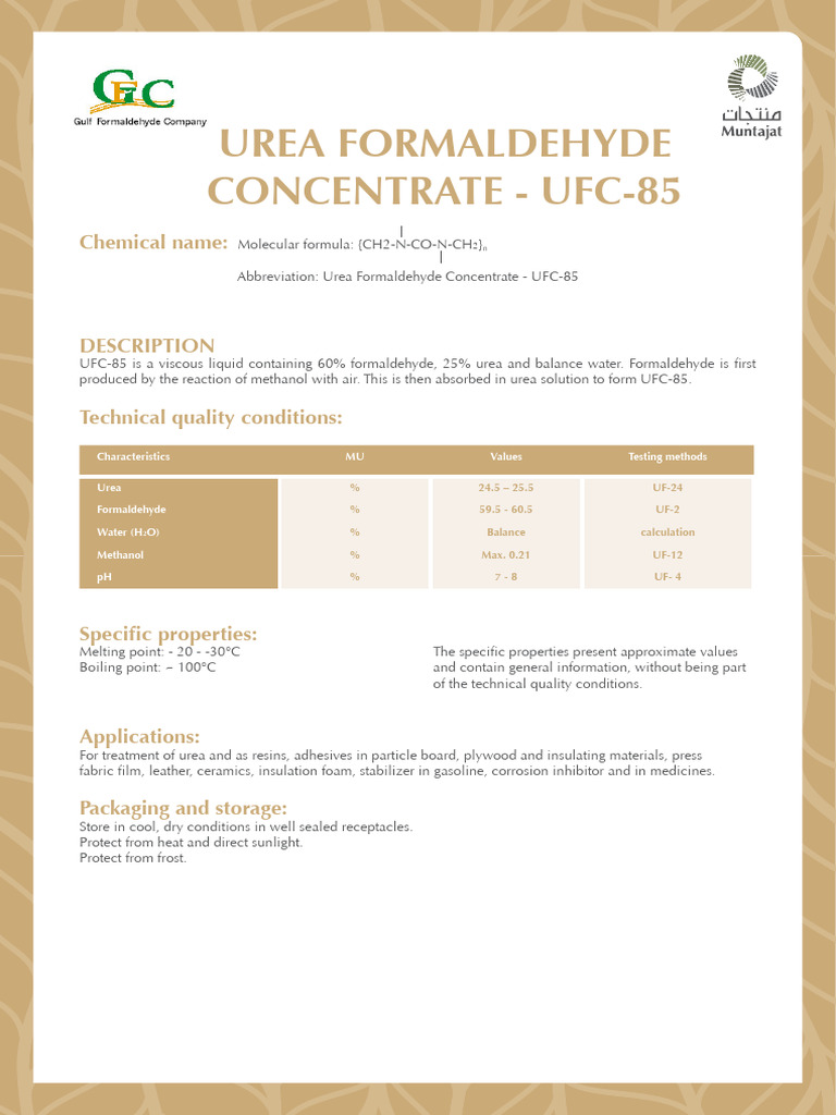 UFC Tehnical Sheet | PDF | Formaldehyde | Urea
