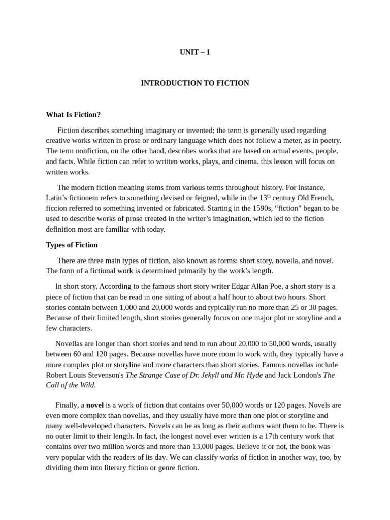 Unit - 1: The Strange Case of Dr. Jekyll and Mr. Hyde The Call of The Wild | PDF | Novella