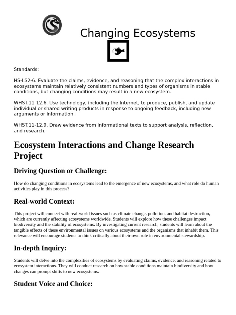 Unit 3 Standards LS2-6, W12-6, W12-9 Summative3 Research Project 1 ...