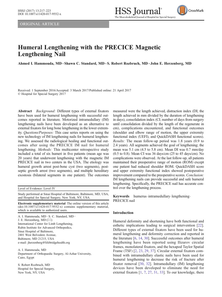 Humeral Lengthening With The PRECICE Magnetic Lengthening Nail | PDF ...