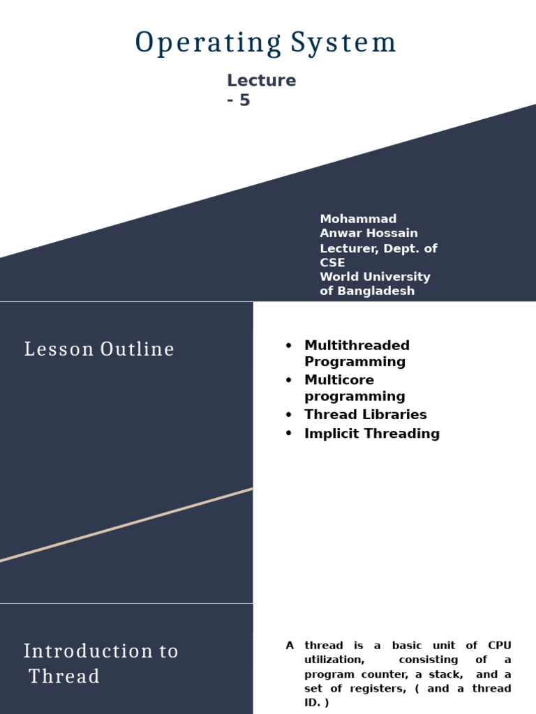 Operating System Lecture 5 Pdf Thread Computing Process Computing