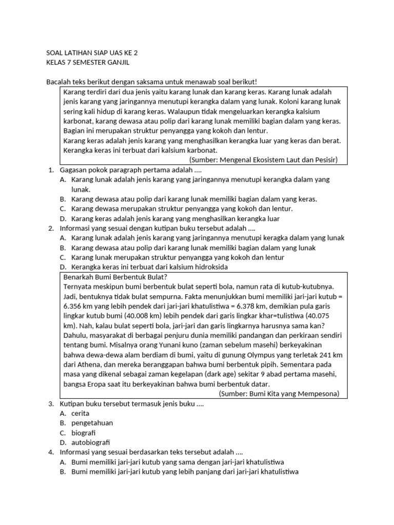 SOAL LATIHAN SIAP UAS Docx Copy 2 | PDF