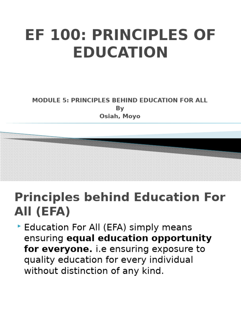 Principles of Education for All | PDF | Literacy | Teachers
