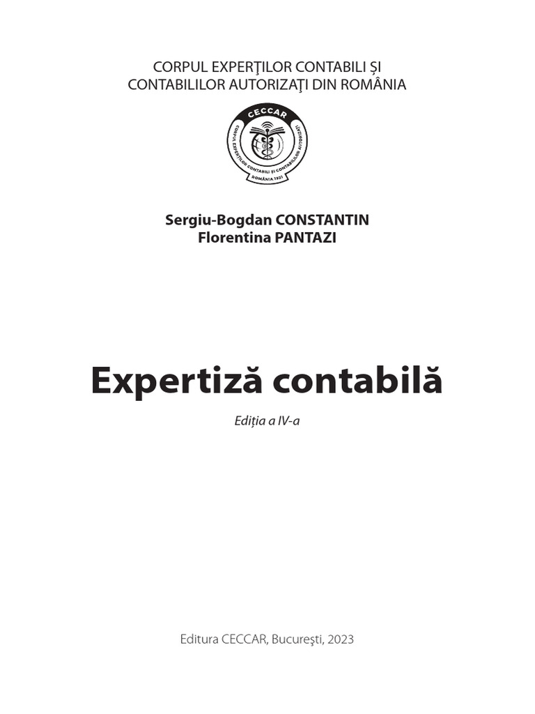 Expertiza Contabila, Ed. 4, 2023 - CUPRINS | PDF
