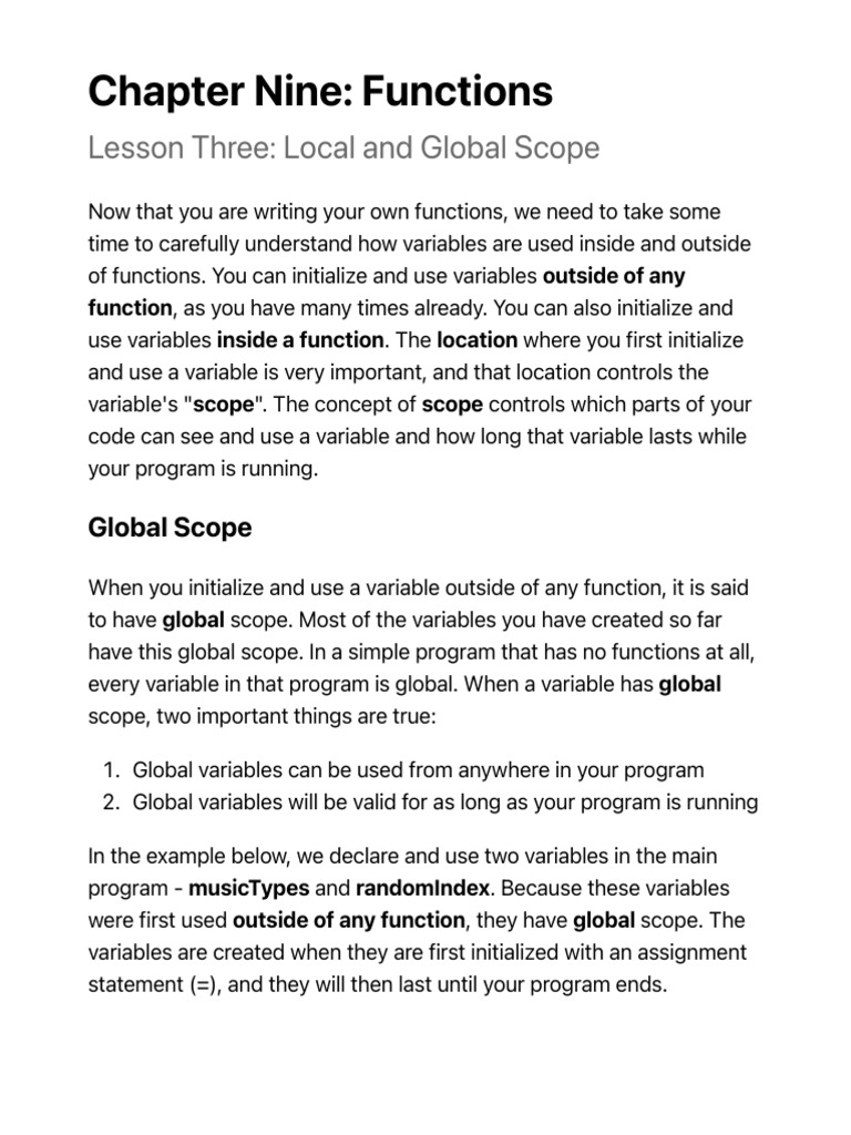 Local and Global Scope | PDF | Scope (Computer Science) | Parameter ... Local and Global Scope | PDF | Scope (Computer Science) | Parameter ...