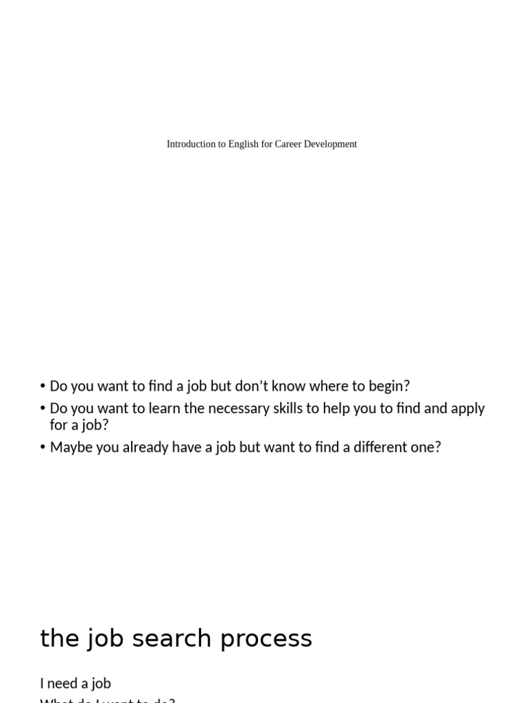 Introduction To English For Career Development | PDF