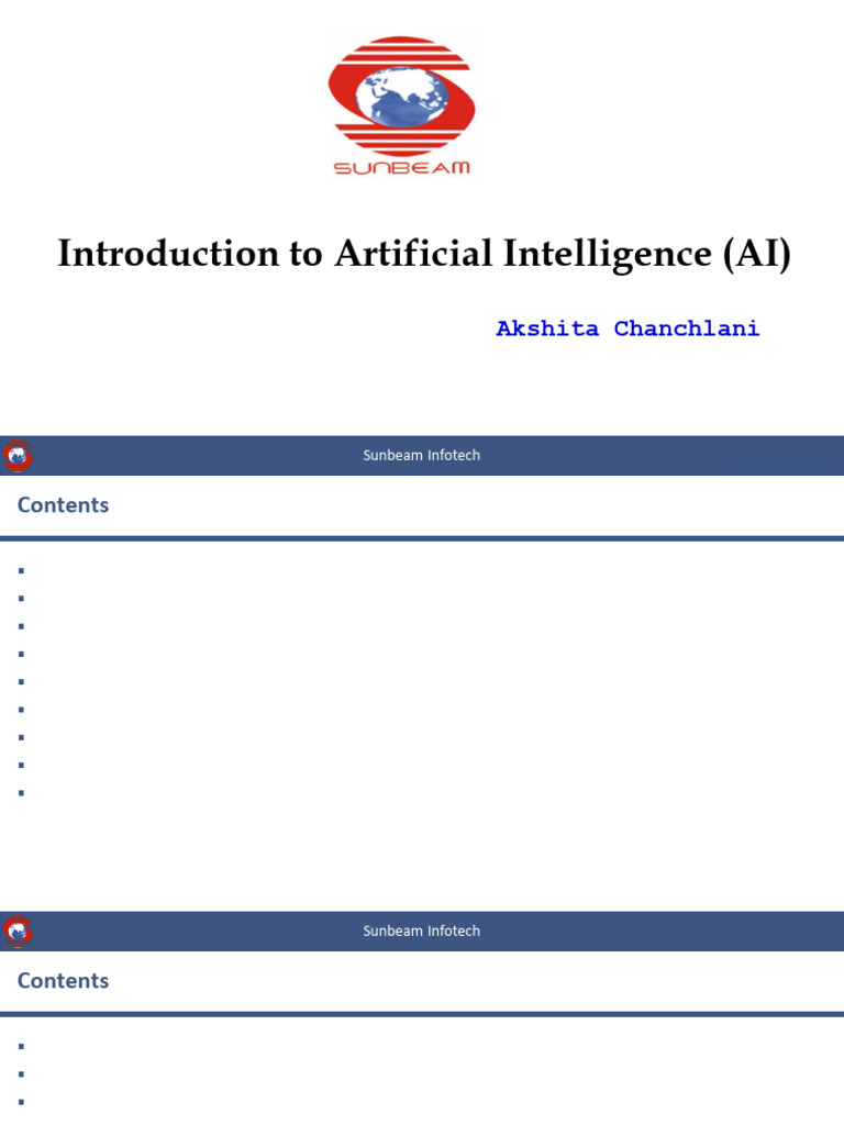 Introduction To Artificial Intelligence (AI) : Akshita Chanchlani | PDF | Intelligence (AI ...