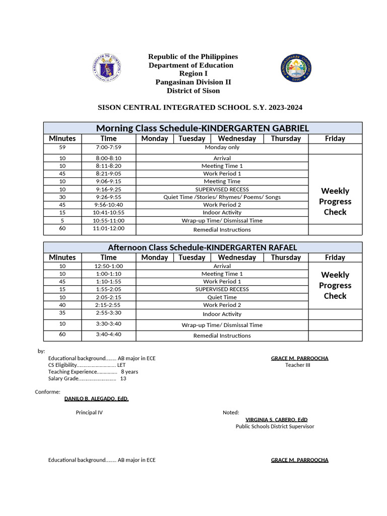 Class Program F2F 2023 2024 | PDF | Social Institutions