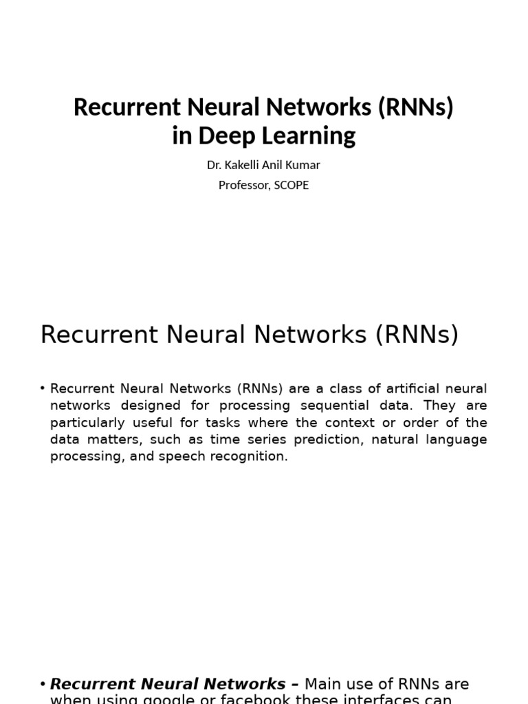 28-Recurrent Neural Networks - Bidirectional RNNs-19!09!2024 | PDF | Artificial Neural Network ...