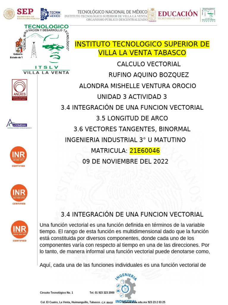 Unidad 3 Act 3 Calculo Vectorial | PDF | Integral | Vector Euclidiano