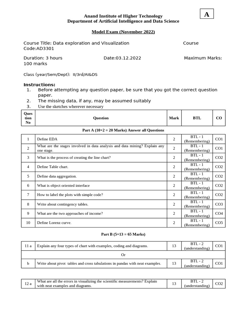 AD3301 - Model - Exam - Question Paper1 | PDF | Scientific Method | Computing
