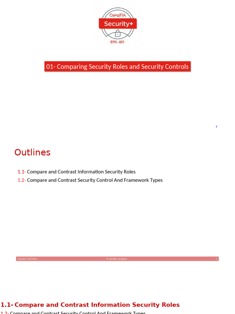 01 - Comparing Security Roles and Security Controls | PDF | Information ...