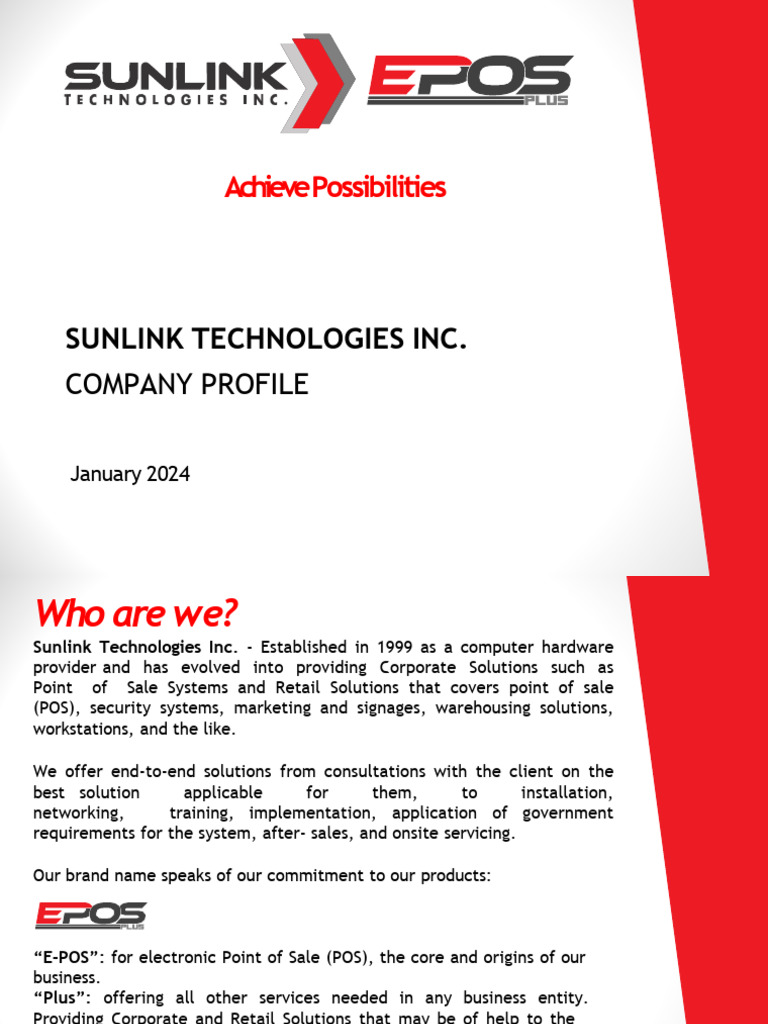 Sunlink Company Profile 2024 | PDF | Point Of Sale | Computing